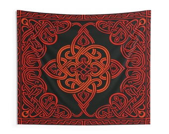 Black/gold Celtic Tree of Life Tapestry, Fabric Decor, Irish Bed Spread ...