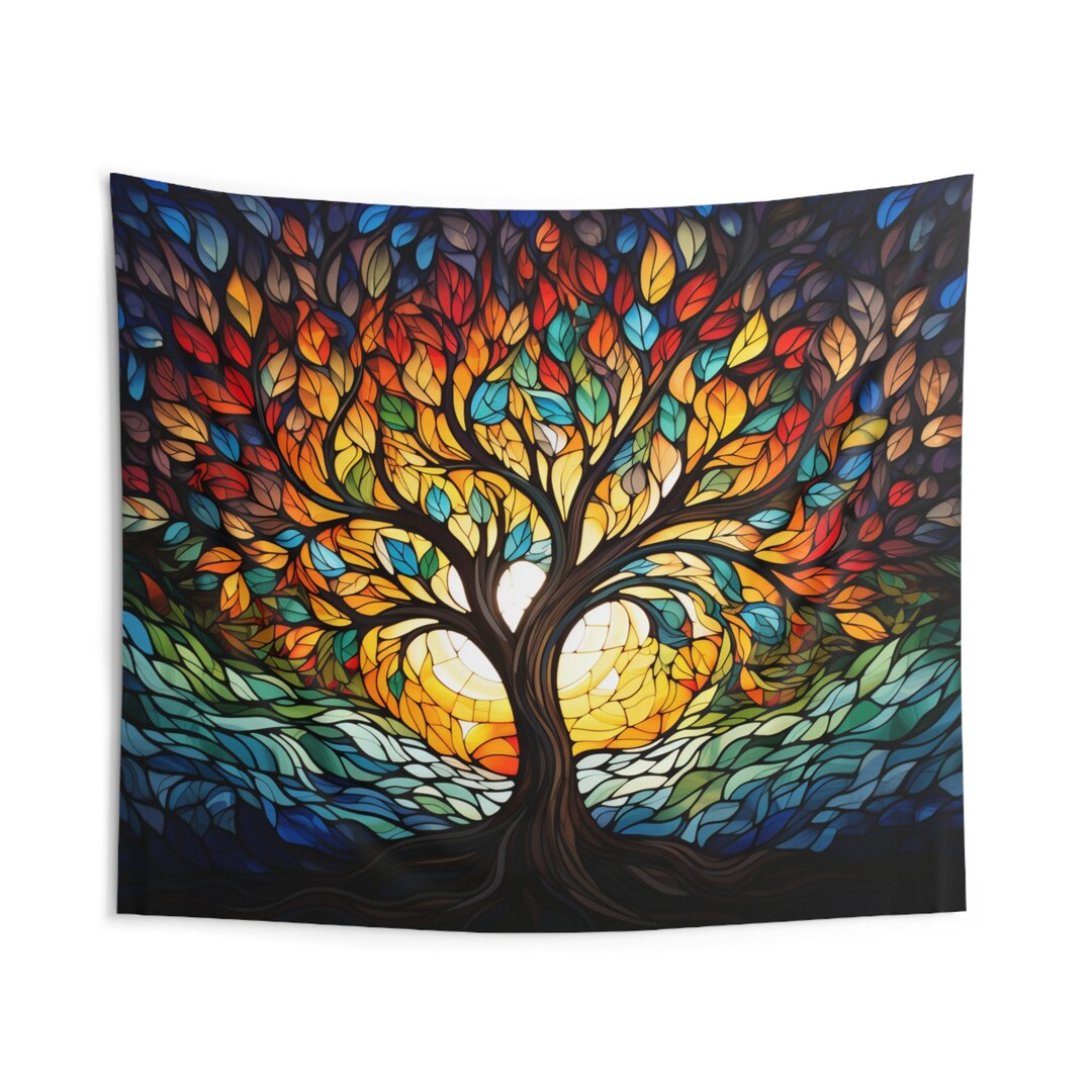 Stained Glass Tree of Life, Indoor Wall Tapestry - Etsy