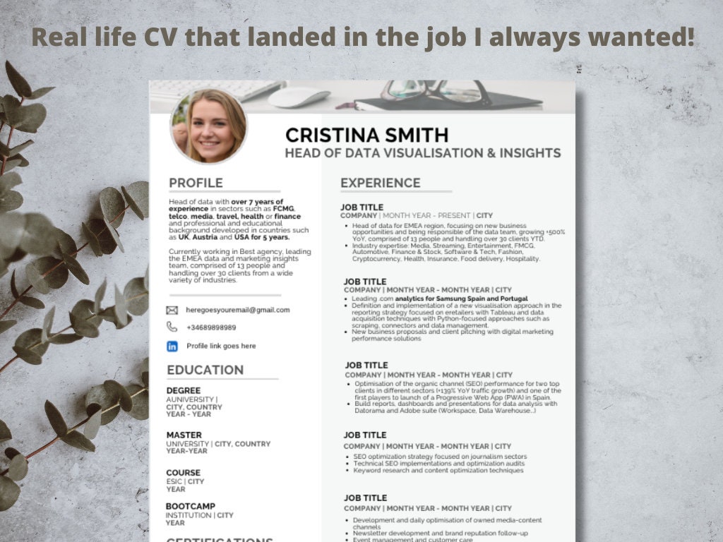 Real Life CV That Landed Me a Job in Marketing! Design, Main Keywords ...