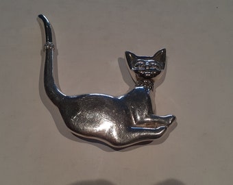 Sterling Cat Pin - Etsy