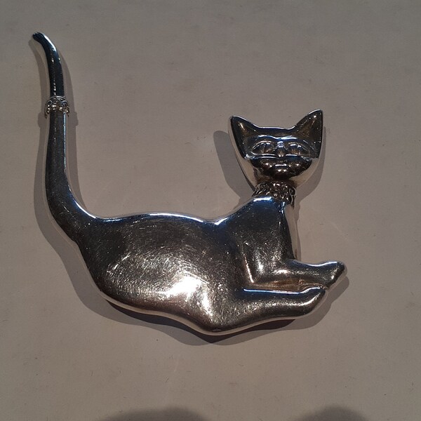 Sterling Cat Pin - Etsy