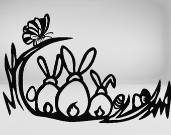 Rabbit Flower Dxf Svg Png Files Easter Bunny - Etsy