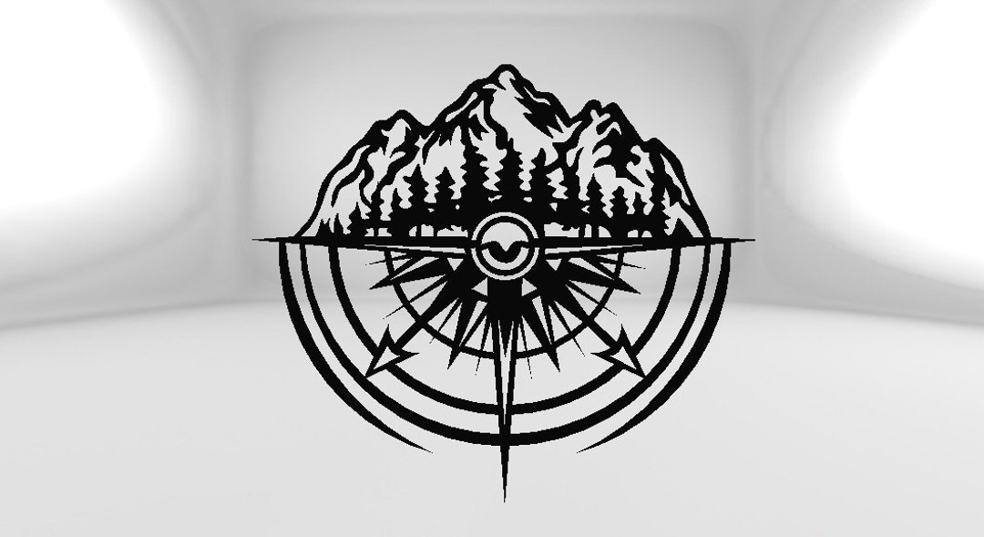 Compass Dxf Svg Png Files Laser Cut Nautical Compass Etsy