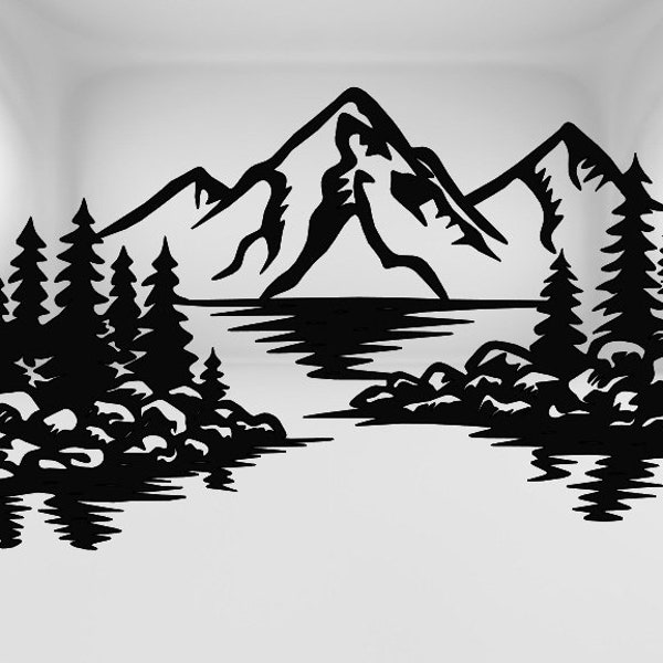 Plasma Dxf Cut File Lake Mountain - Etsy