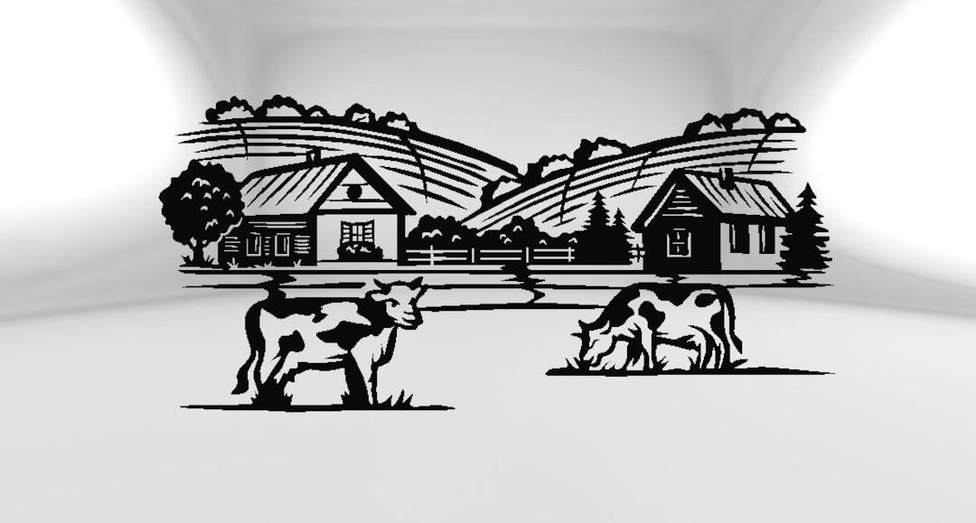 Farm Scene Svg Dxf Files Farm Dxf Laser Cut Farmer - Etsy Hong Kong