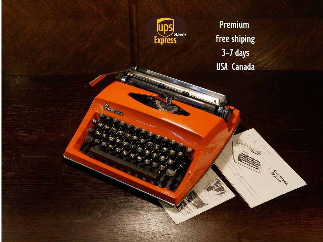 Typewriter Triumph Contessa De Luxe, Vintage Working Orange QWERTZ ...
