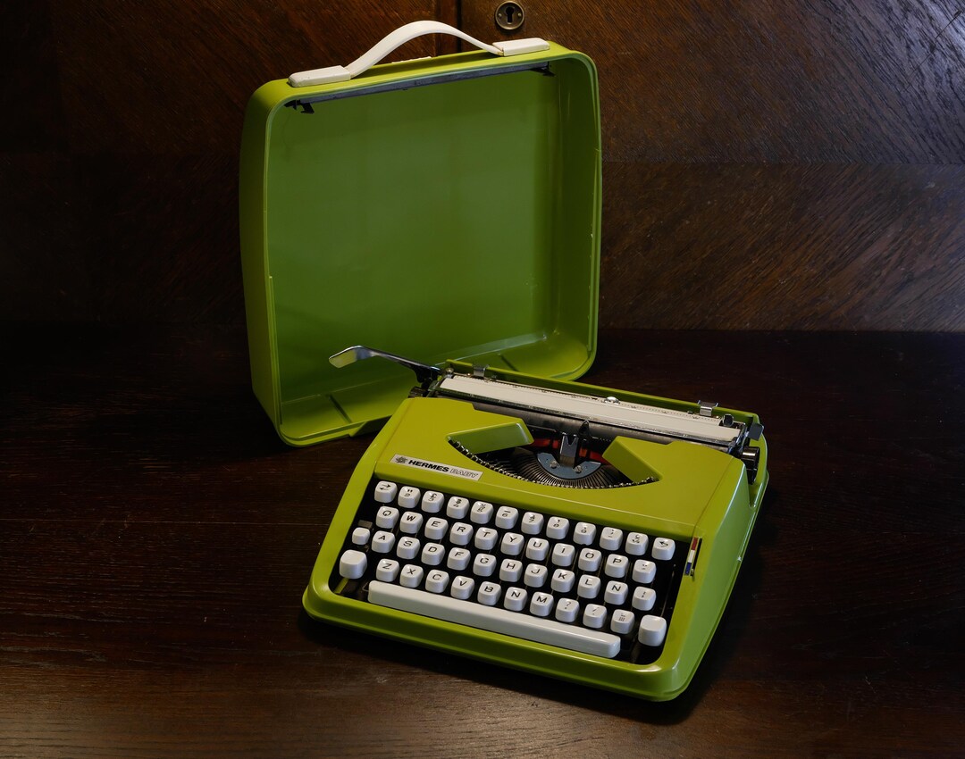 Vintage Iconic Swiss HERMES Baby Working Typewriter Portable Green ...