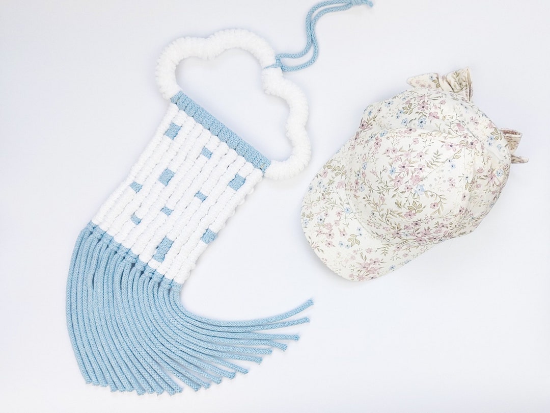 Macrame Gobelin Clouds, Blue Childroom Wall Decoration, Textile Boho ...