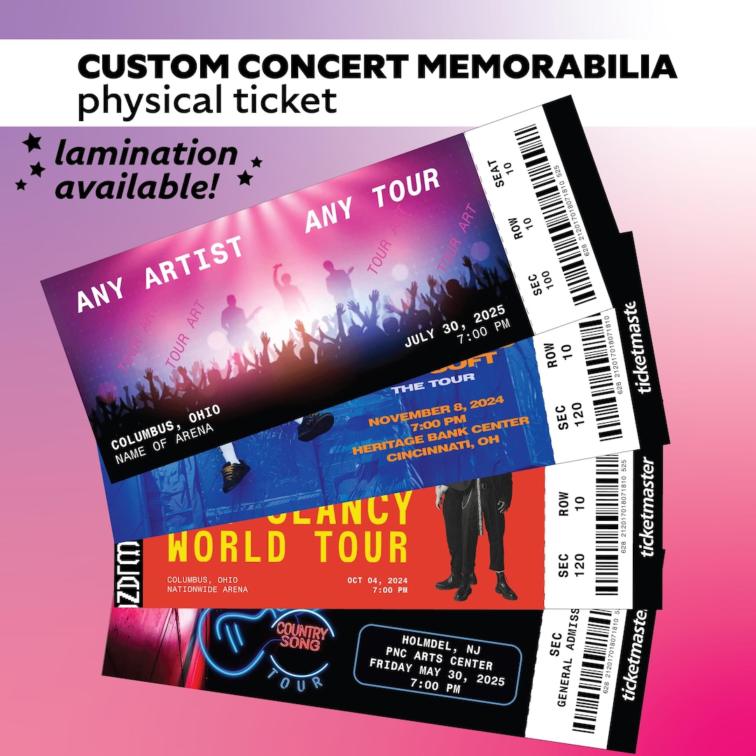 Custom Concert Ticket Memorabilia: Personalized Keepsake Souvenir ...