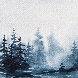 Misty Pine Forest Watercolor Printable Art: Large-sized Digital ...