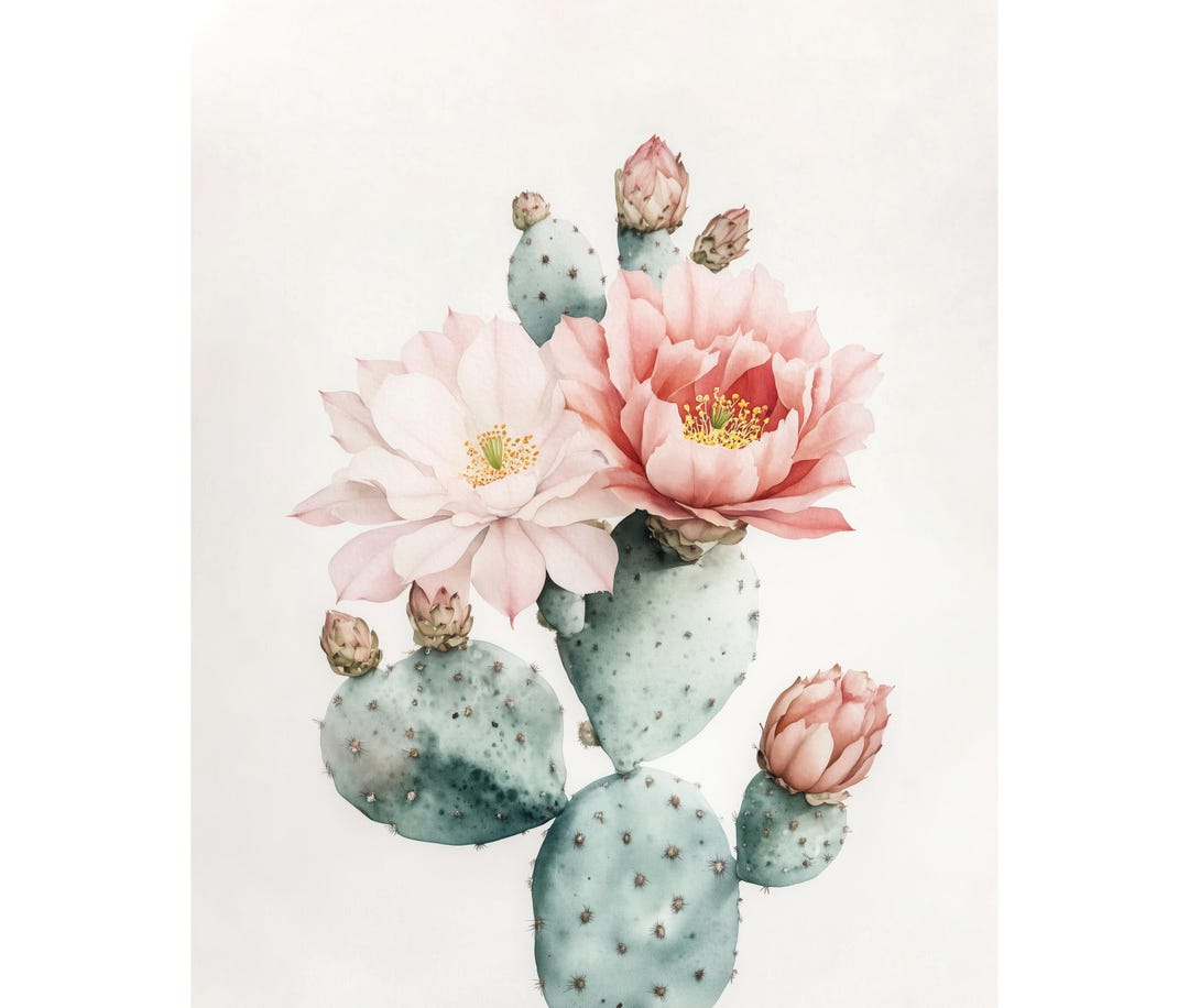 Pink Cactus Watercolor Wall Art Print • Mexican Desert Décor • Boho ...