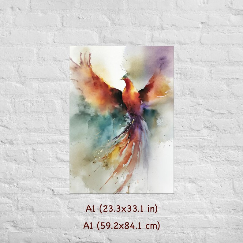 Phoenix Watercolor Giclée Print – Mythical Bird Wall Art for Living ...