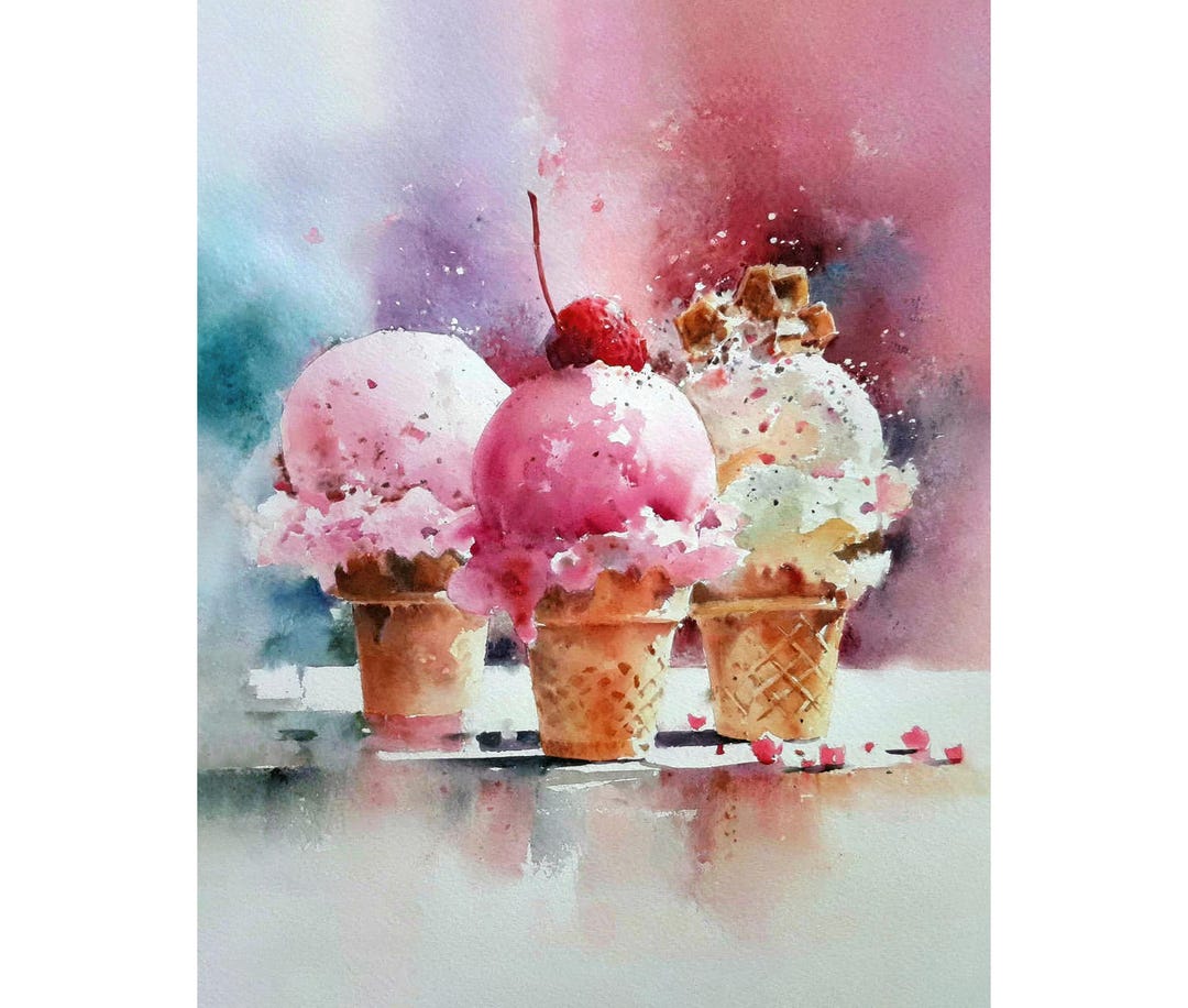 Italian Gelato Watercolor Giclée Print – Ice Cream Art for Kitchen Wall ...