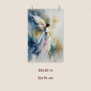 Guardian Angel Watercolor Giclée Print – Spiritual Wall Art for Bedroom ...