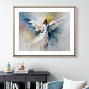 Guardian Angel Watercolor Giclée Print – Ethereal Spiritual Wall Art ...