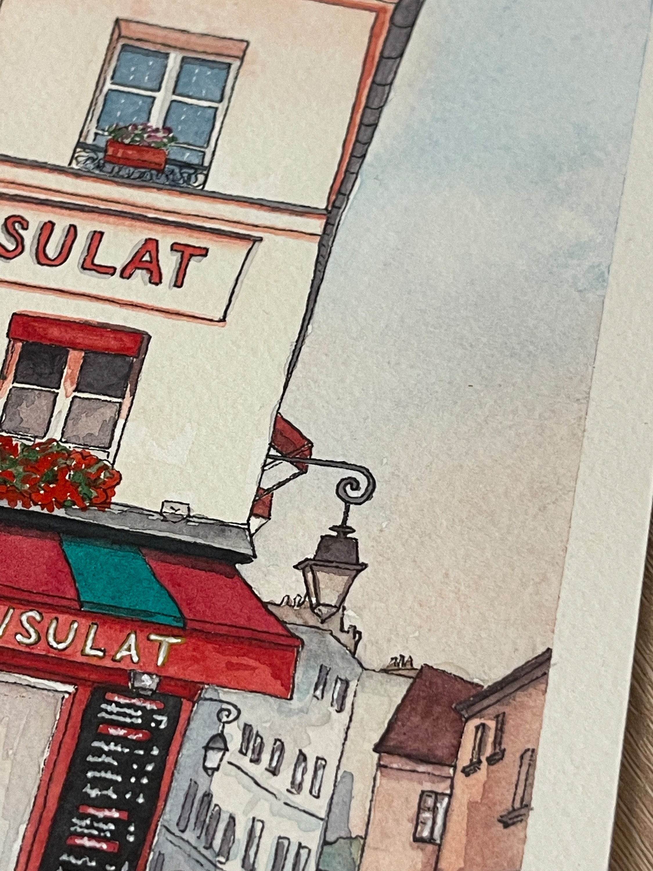 Parisian Cafe Watercolor Original Art Paris Montmartre - Etsy