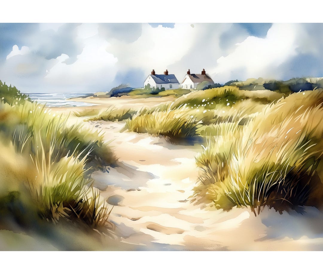 Cornwall Beach Landscape Watercolor Giclée Print – Seaside Coastal Art ...