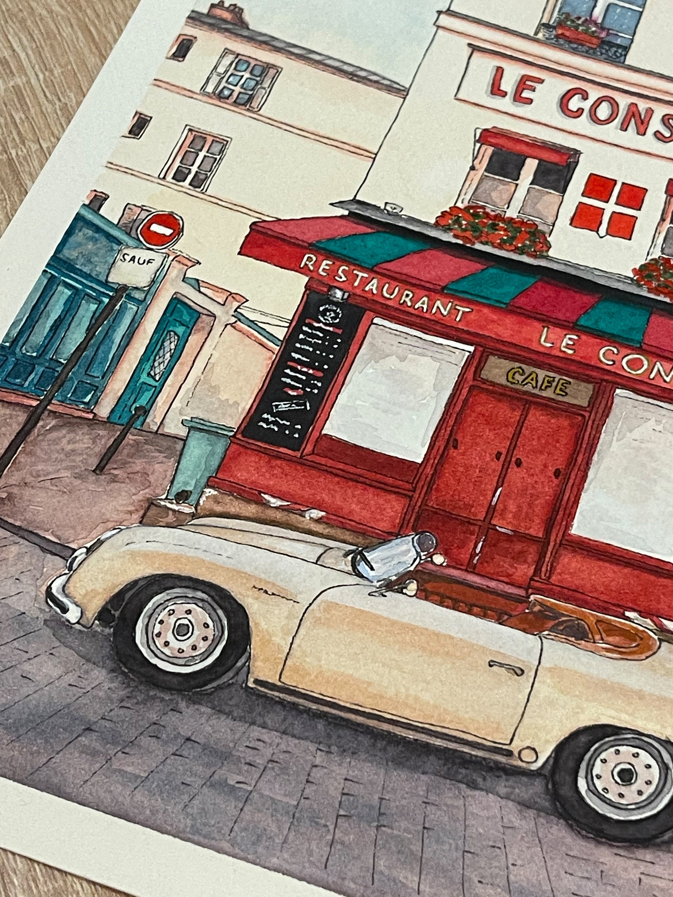 Parisian Cafe Watercolor Original Art Paris Montmartre - Etsy