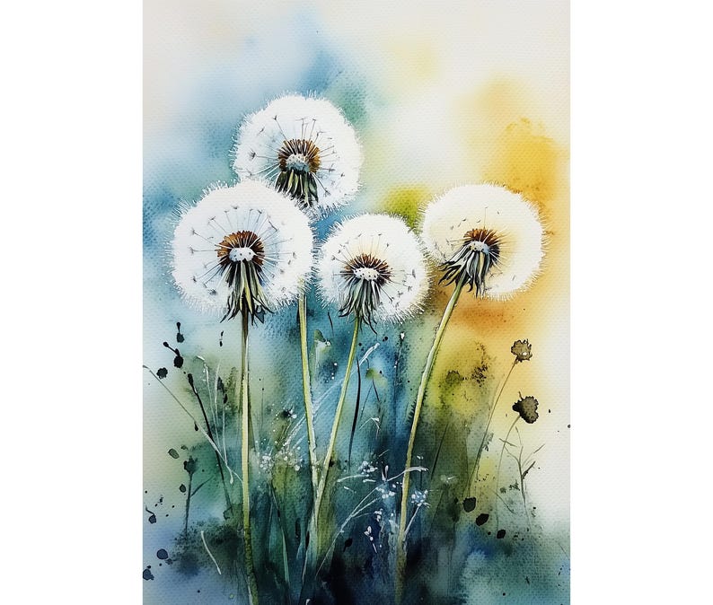 Dandelion Watercolor Painting Print, Botanical Floral Wall Art - Etsy