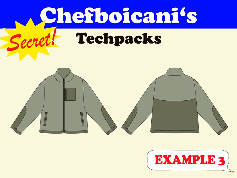Chefboicanis Teddy Fleece Jacket Mockup Pack With Techpack SVG Vector ...