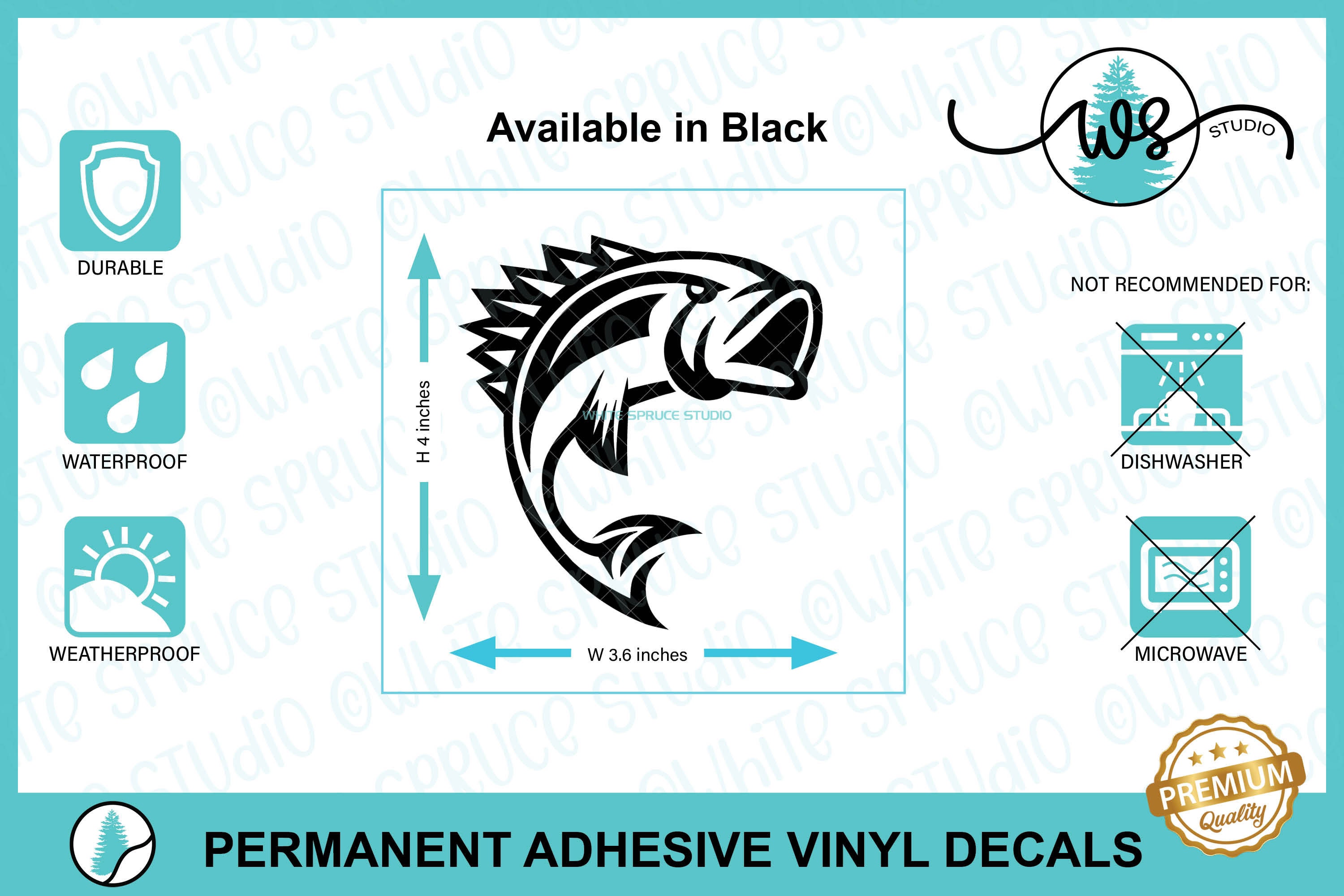 Fish Decal Permanent Vinyl Decal Fish Window Sticker Fish - Etsy