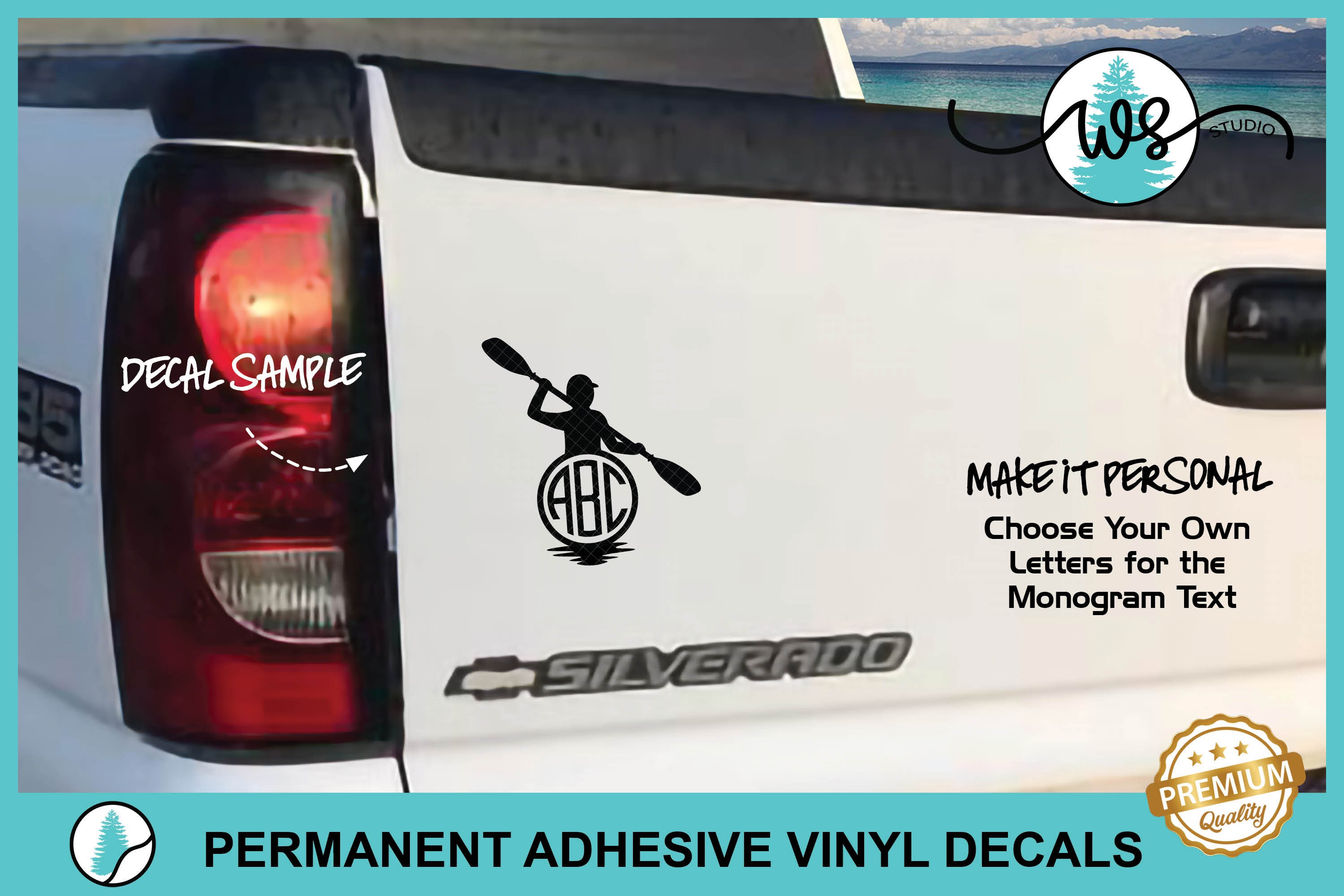 Custom Kayak Decal Custom Kayak Monogram Decal Personalized - Etsy