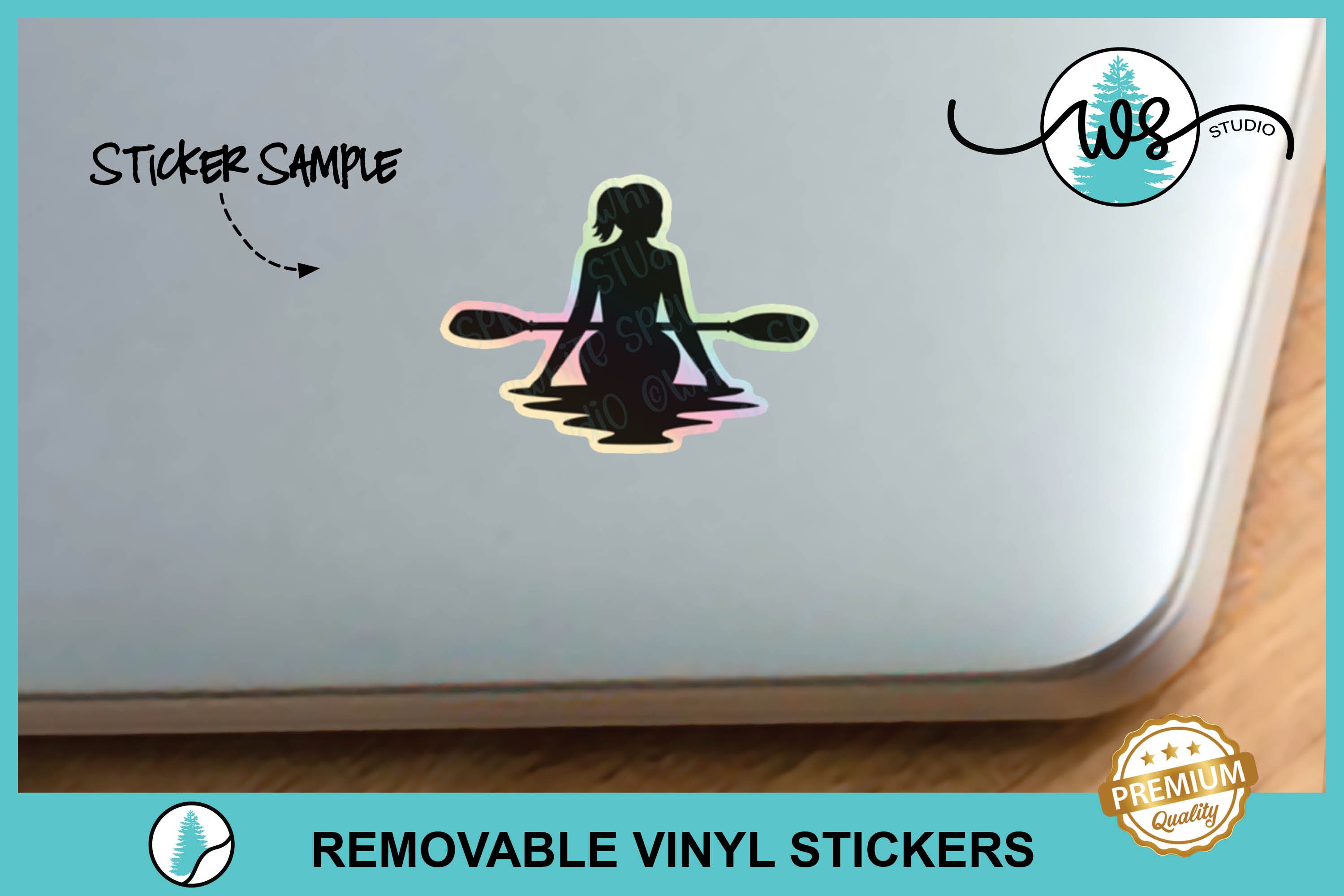 Holographic Kayak Sticker Rainbow Holographic Woman Kayak - Etsy