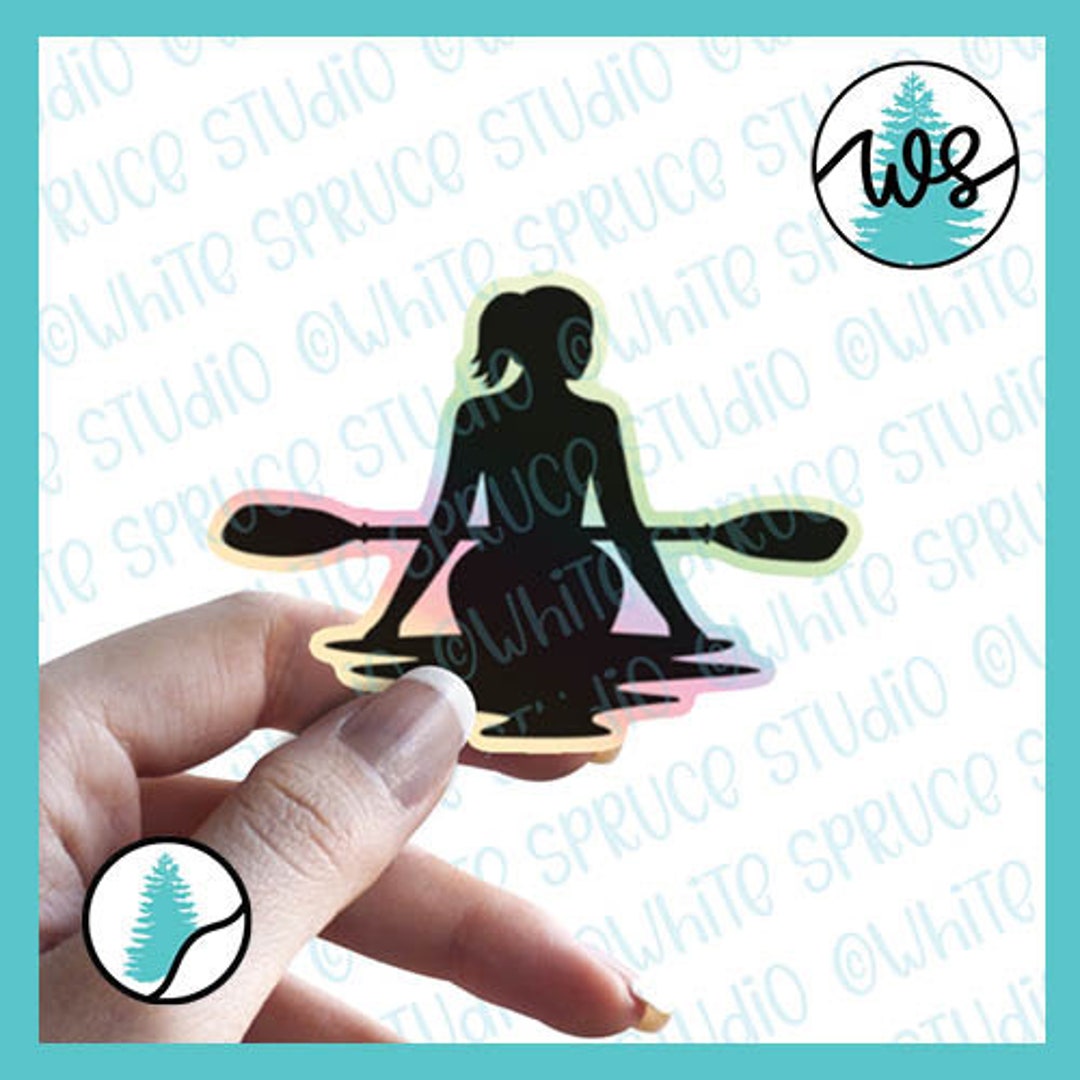 Holographic Kayak Sticker, Rainbow Holographic Woman Kayak Decal, Kayak ...
