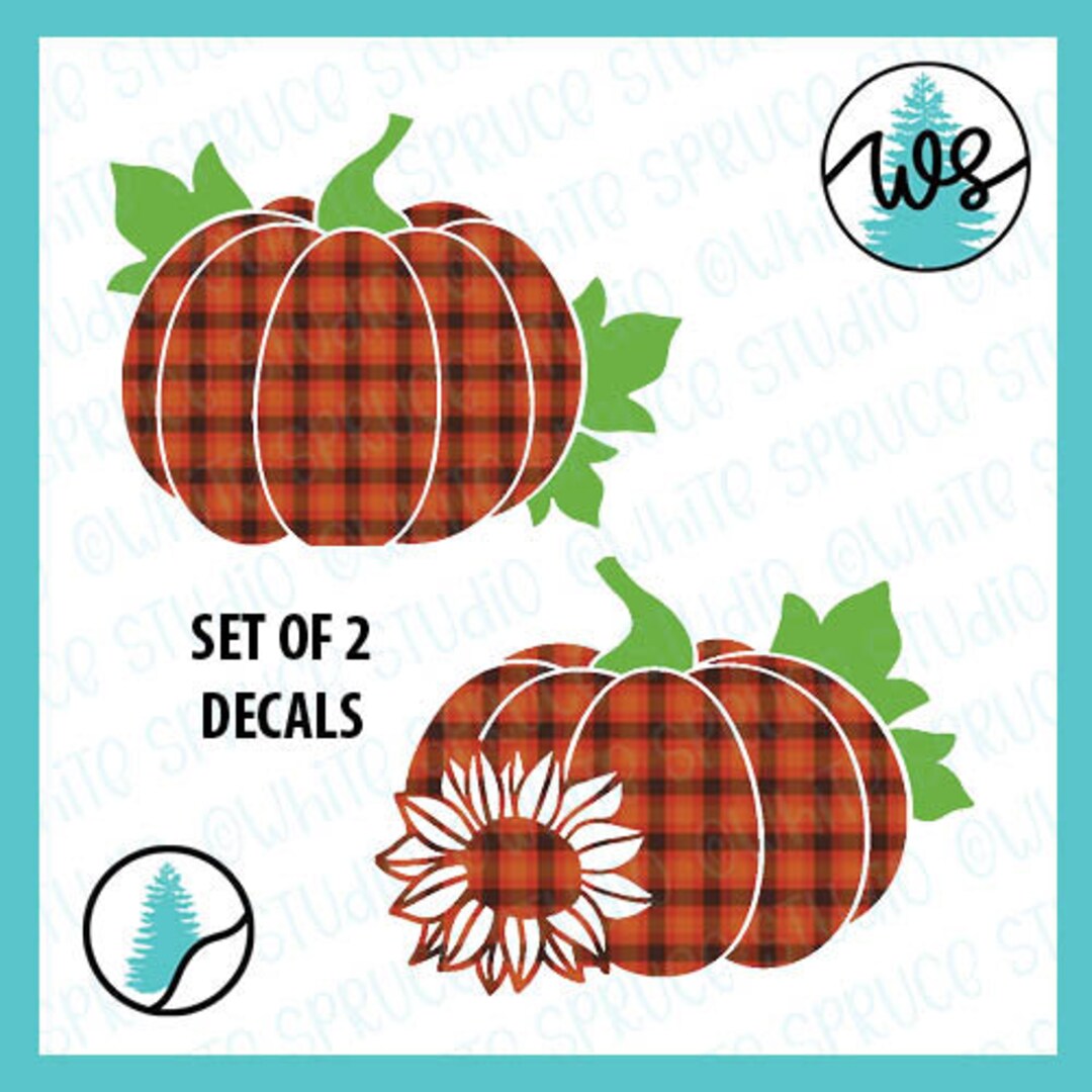 Autumn Pumpkin Decal Set Fall Pumpkin Decal Plaid Pumpkin - Etsy