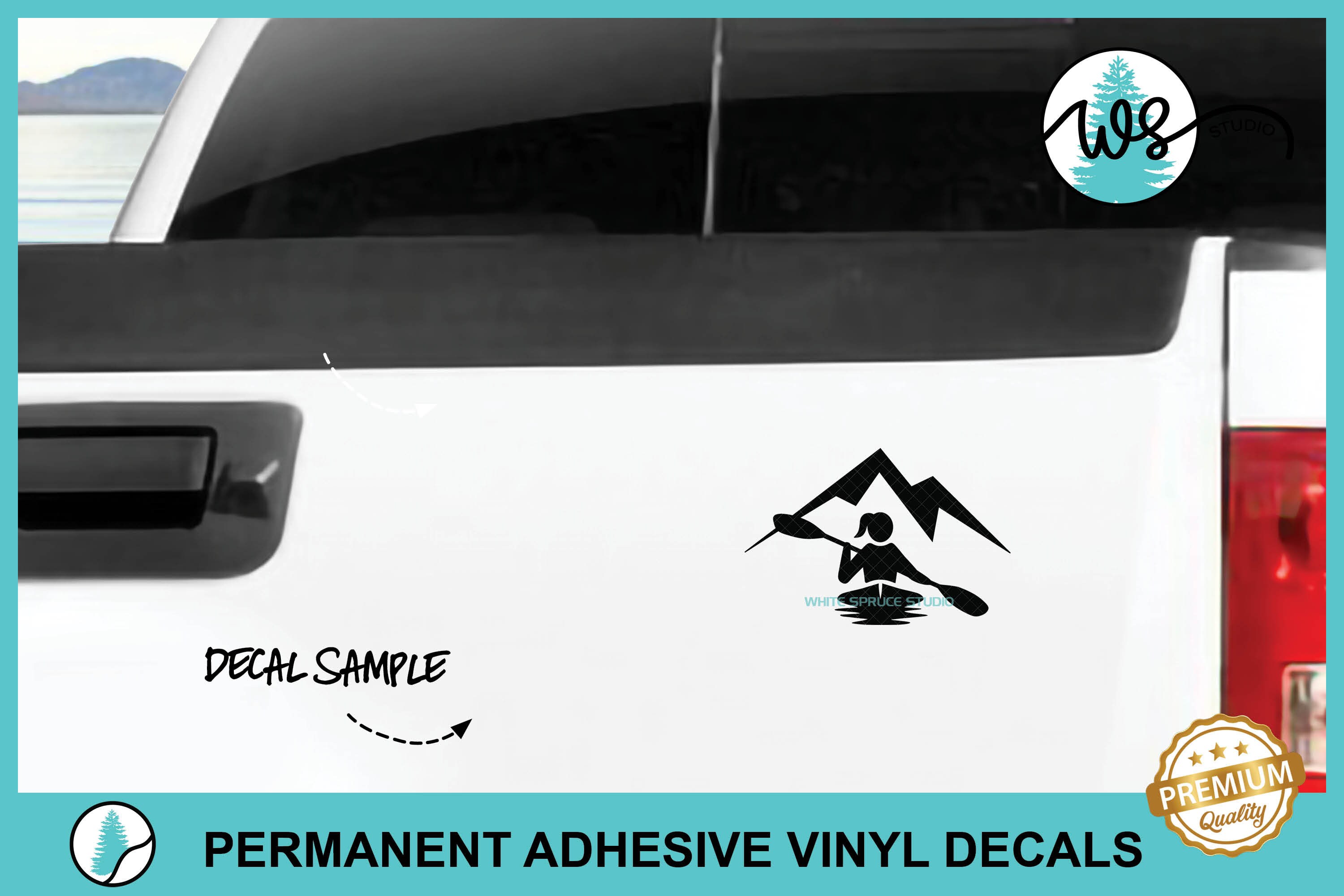 Kayak Decal, Kayak Mountain Decal, Kayak Window Decal, Kayak Logo Decal ...