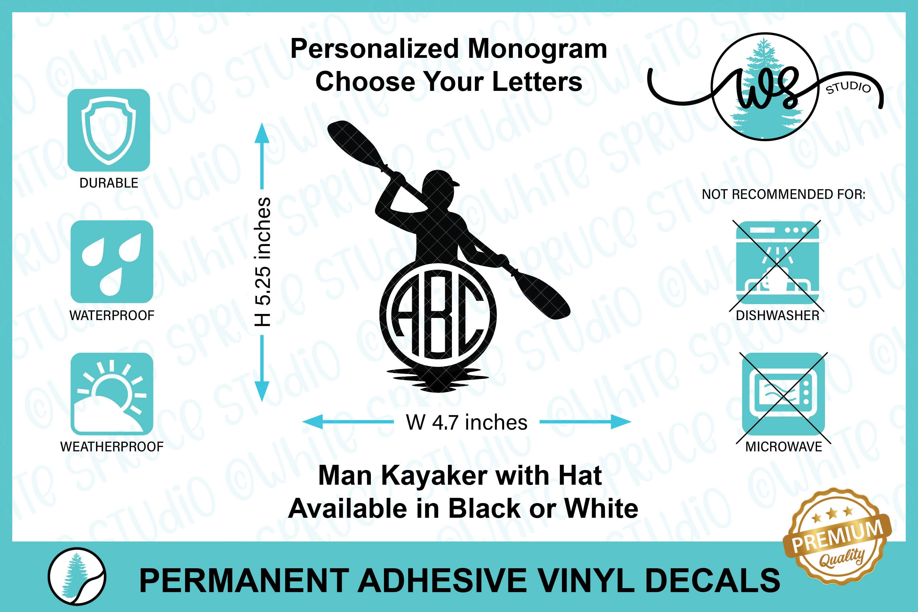 Custom Kayak Decal Custom Kayak Monogram Decal Personalized - Etsy