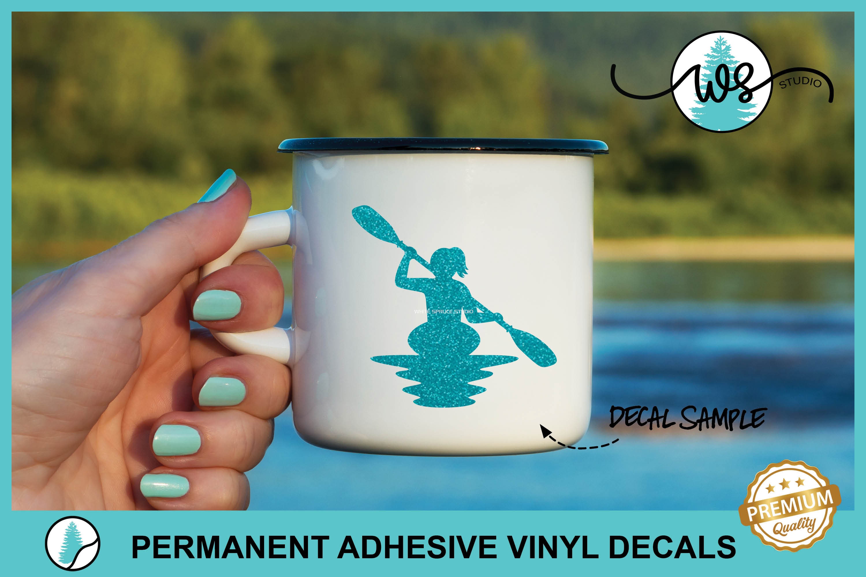 Kayak Decal, Woman Kayak Decal, Kayak Window Decal, Kayak Logo Decal ...