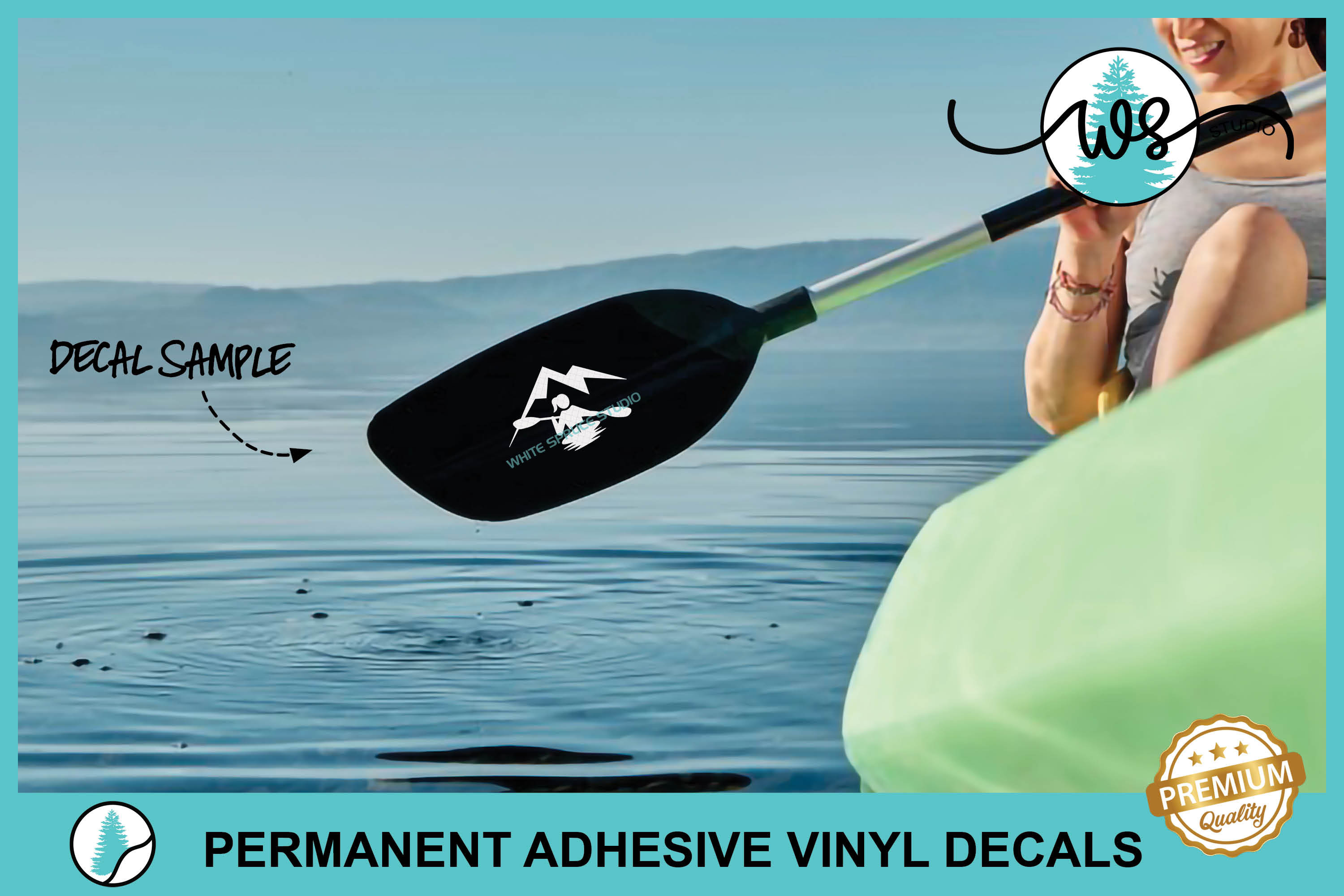 Kayak Decal, Kayak Mountain Decal, Kayak Window Decal, Kayak Logo Decal ...