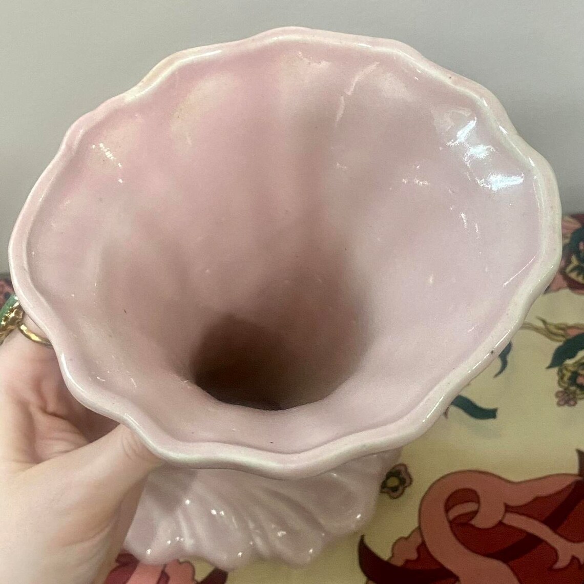 Pastel Pink Ceramic Cornucopia Vase - Etsy