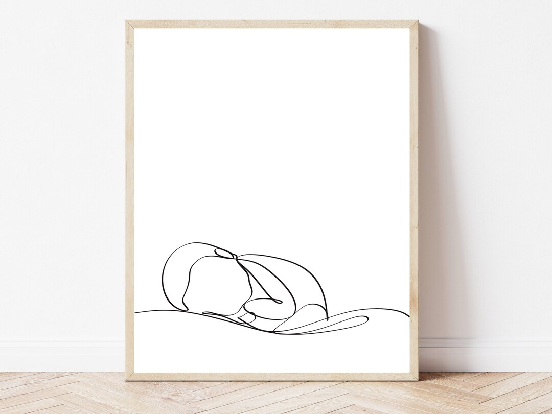 Baby Form Line Drawing Monochrome Art Print Sleeping - Etsy