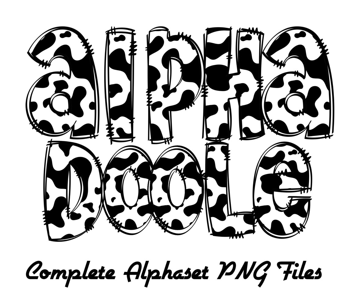 Cowhide Alphabet Letters PNG Bundle Cowskin Doodle Letters - Etsy
