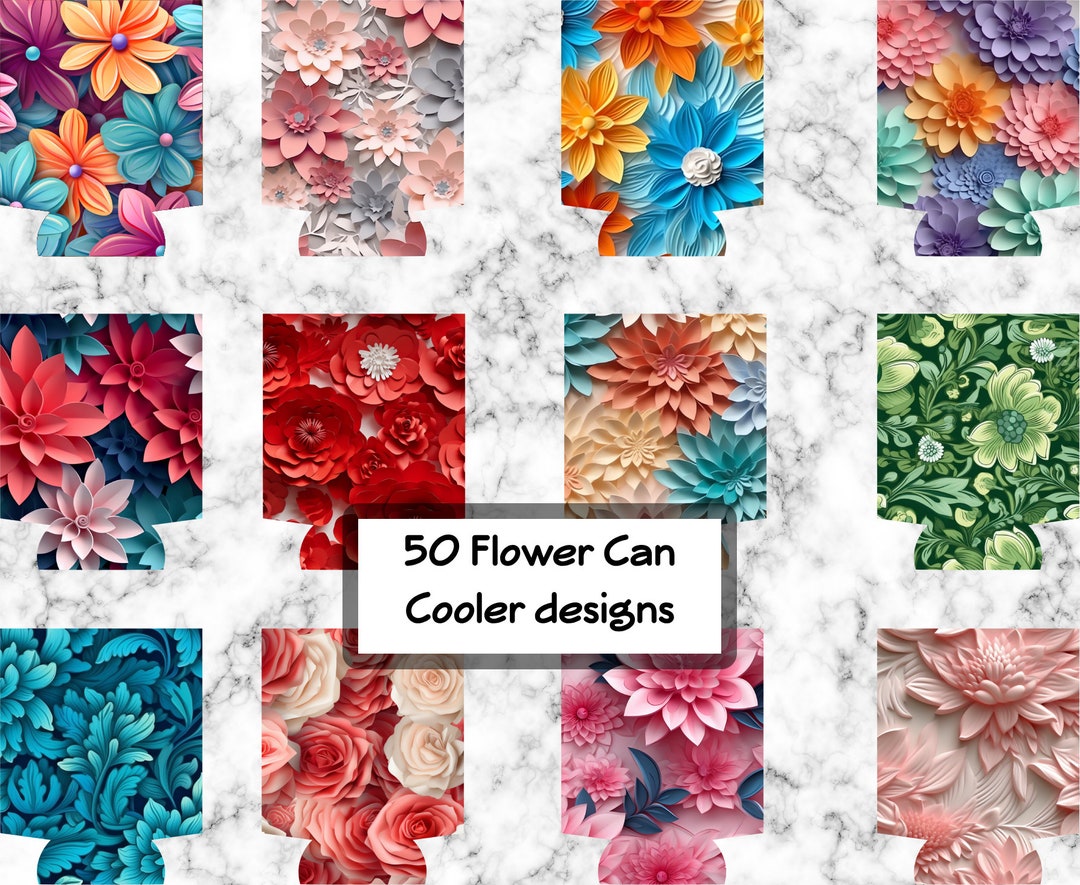 50 PNG Flower Can Cooler Sublimation Design, Can Cooler Designs, Can ...