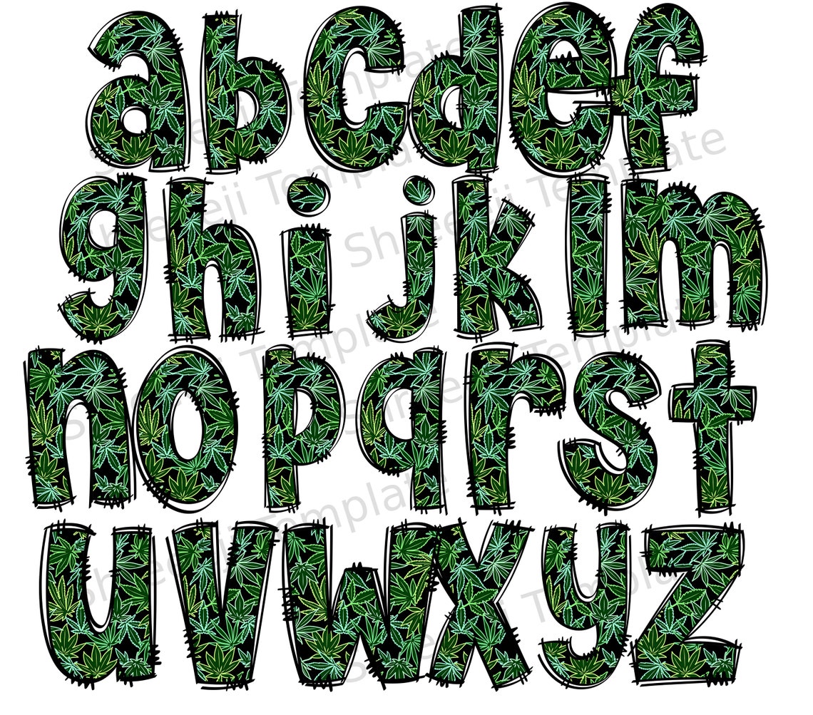 Weed Alphabet Letters PNG Bundle Floral Doodle Letters Hand - Etsy