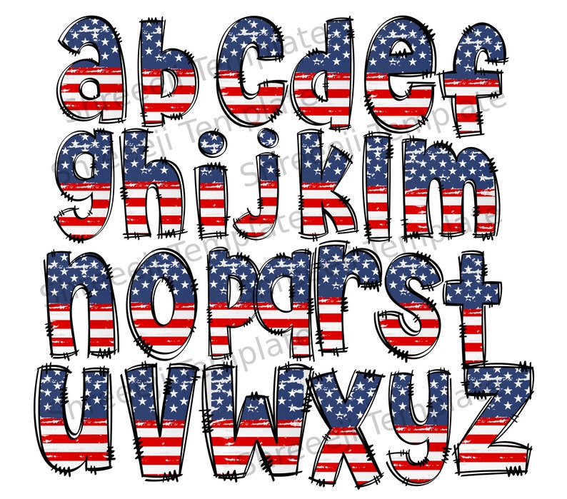 USA Alphabet Letters PNG Bundle Patriotic American Flag - Etsy