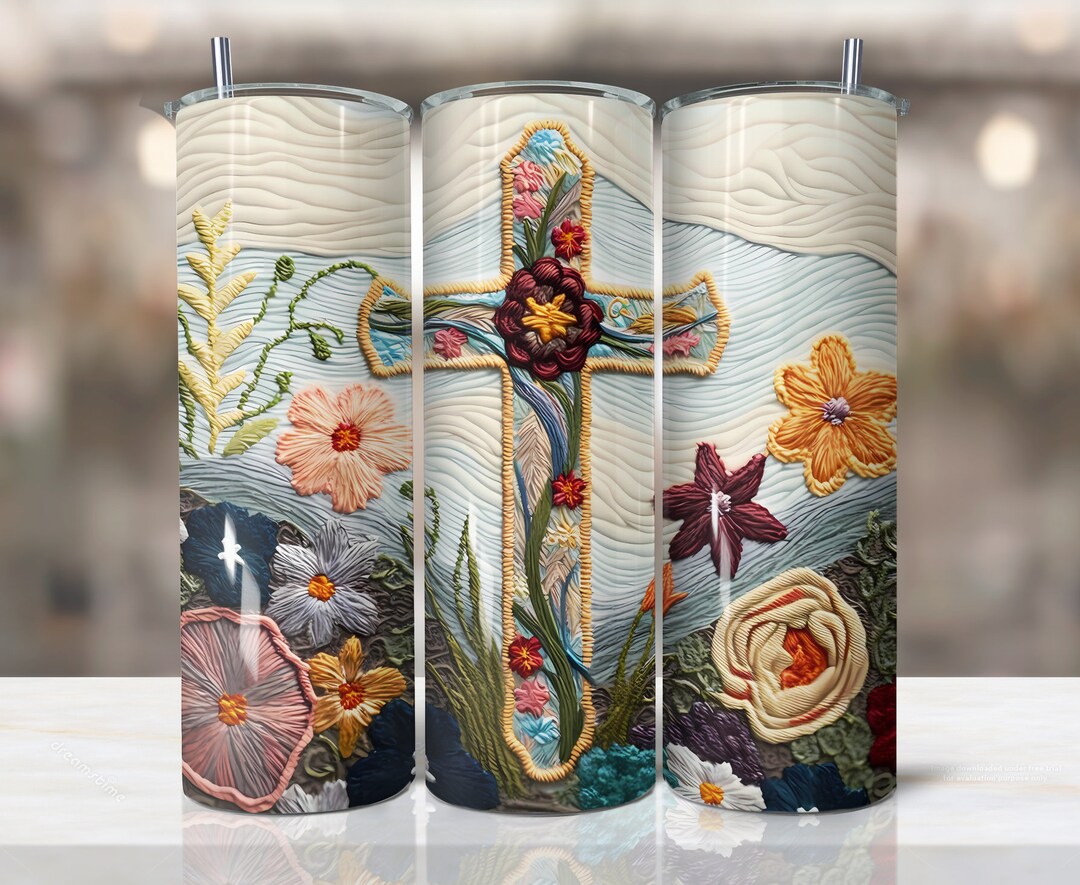 Cross Embroidery Sublimation Tumbler Seamless Sublimation Designs ...
