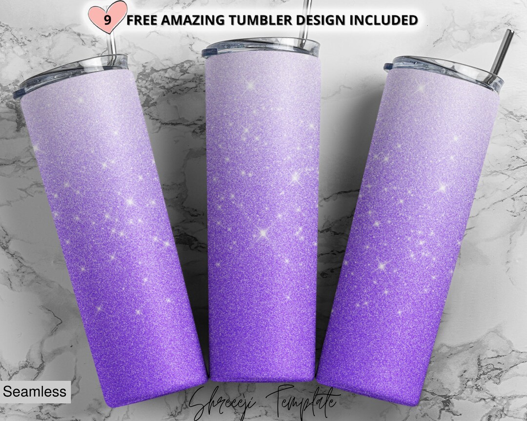 Sparkling Purple Glitter Ombre Tumbler Wrap, Purple Sublimation Design ...