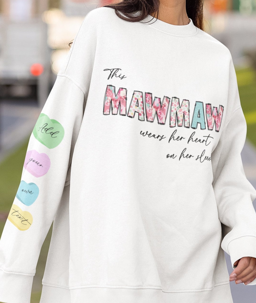This MAWMAW Wears Her Heart on Her Sleeve, Valentines Png, Add Your Own ...