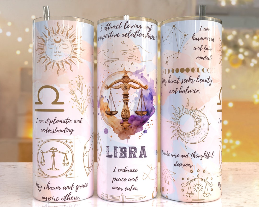 Libra Zodiac Sign Pastel 20 Oz Skinny Tumbler Sublimation Designs ...
