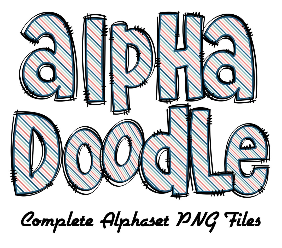 Line Alphabet Letters PNG Bundle, Floral Doodle Letters, Hand Drawn ...