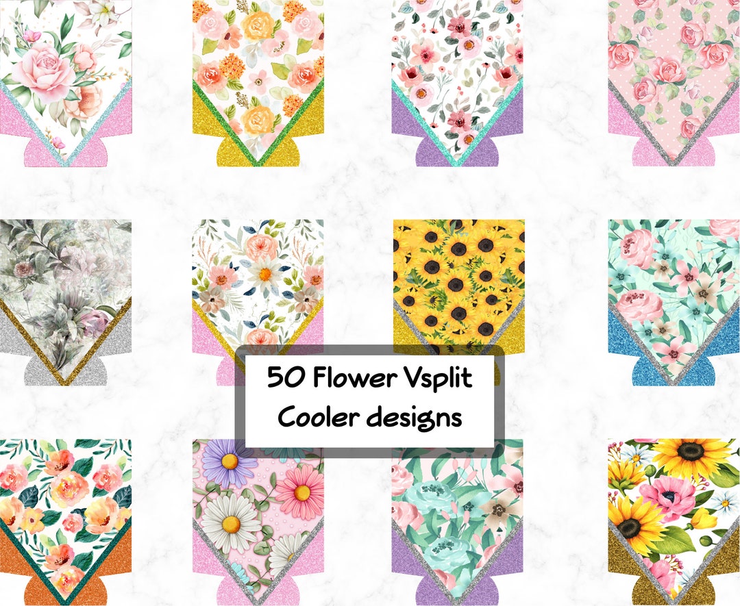 50 PNG Flower Vsplit Can Cooler Sublimation Design, Can Cooler Designs ...