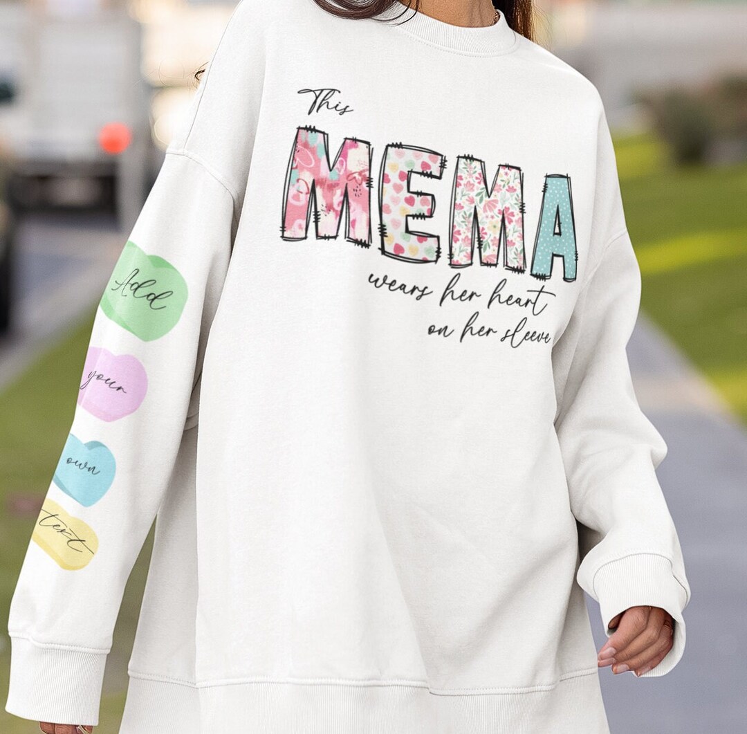 This MEMA Wears Her Heart on Her Sleeve, Valentines Png, Add Your Own ...