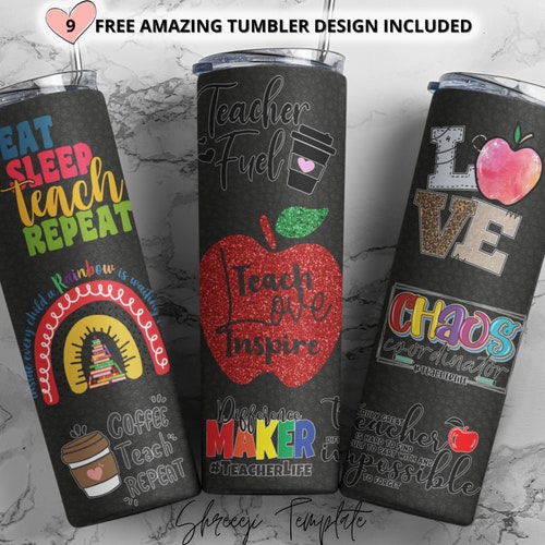 20 Oz Skinny Tumbler Teacher Pencil Sublimation Design PNG - Etsy