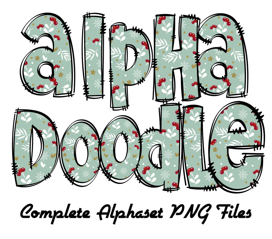 Christmas Alphabet Letters PNG Bundle,hoho Doodle Letters, Hand Drawn ...