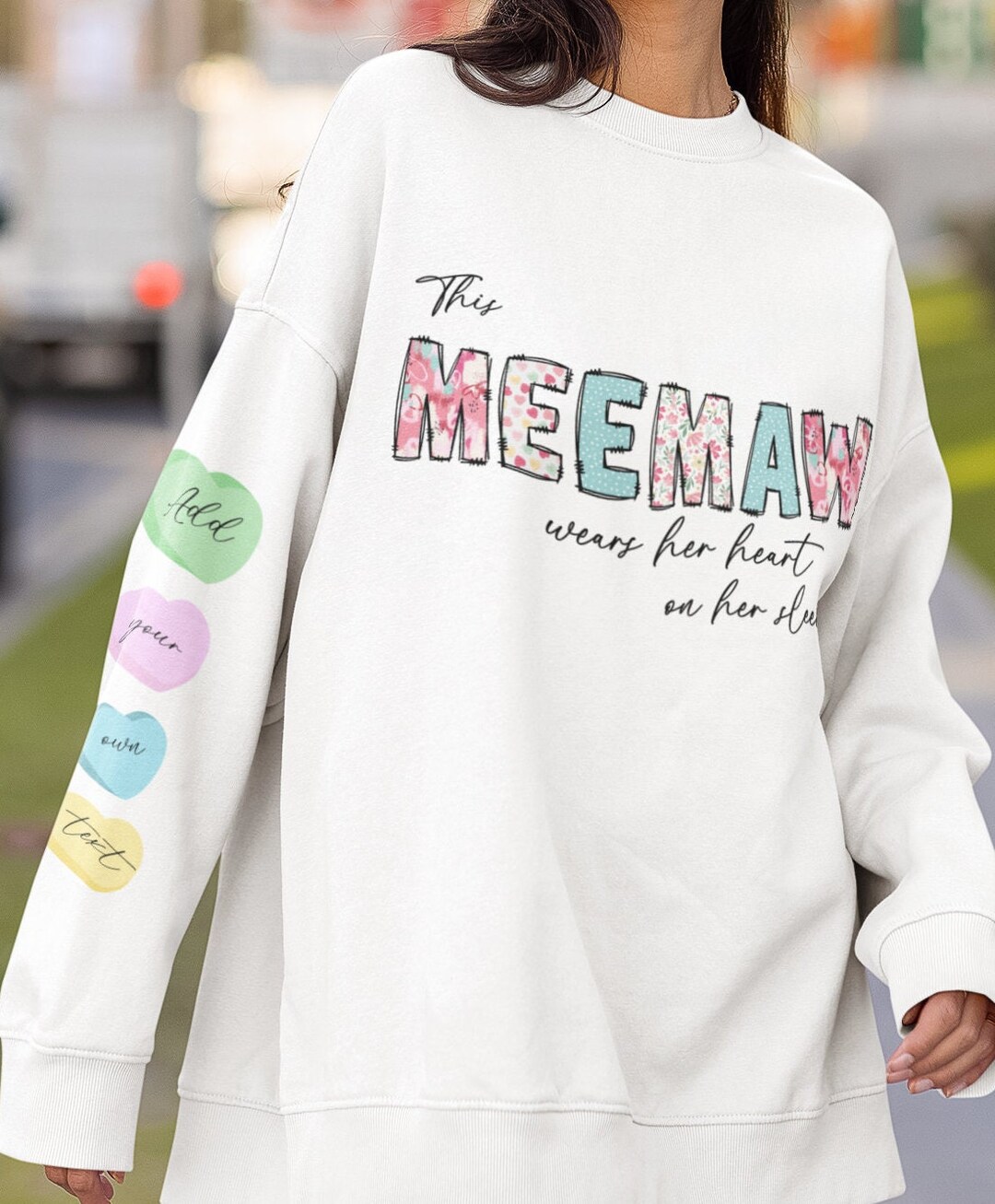This MEEMAW Wears Her Heart on Her Sleeve, Valentines Png, Add Your Own ...