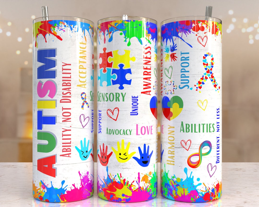 Autism Tumbler Template, Png Sublimation 20oz Skinny Tumbler Tapered ...